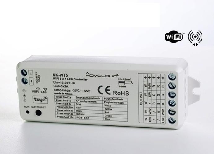 RICEVITORE DIM 12/24V DC, 5CH*3A, WI-FI+RF2.4G RGB+CCT (SK-WT5)
